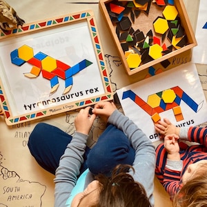 7 Dinosaur Pattern Block Tangram Puzzles Printable Digital Download - Etsy