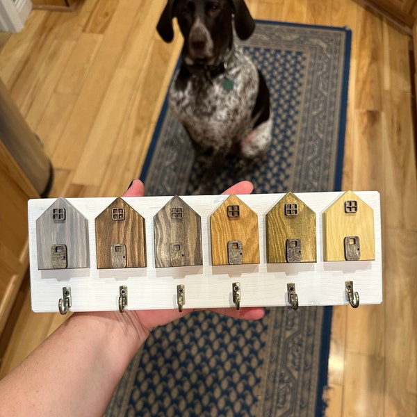 Wood Key Holder - House, Key Rack, Wall Key Holder, Key Hanger, Farm ...