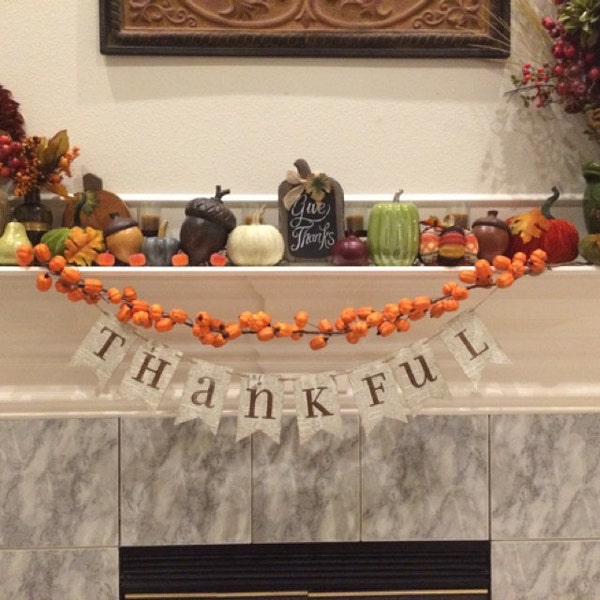 THANKFUL Homemade Book Page Banner Fall Thanksgiving Decor Decoration ...