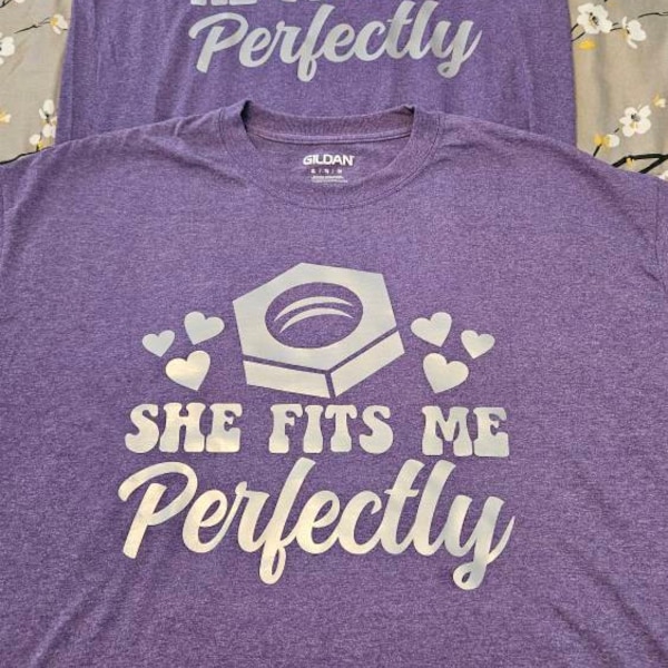 She He Fits Me Perfectly, Funny Matching Couple Valentine's Day, Funny ...