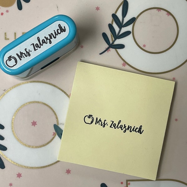 Teacher Name Stamp With Permanent Ink for Any Surface- Paper, Plastic ...