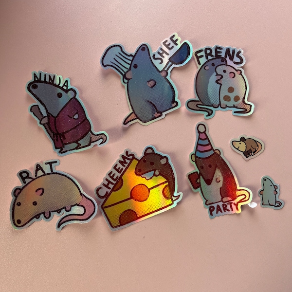 RAT Stickers | Waterproof Holographic Stickers, Rat Sticker, Derpy ...