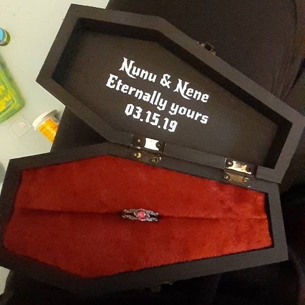 Vintage Inspired Coffin Ring Jewelry Box Victorian Gothic Bat Skull ...