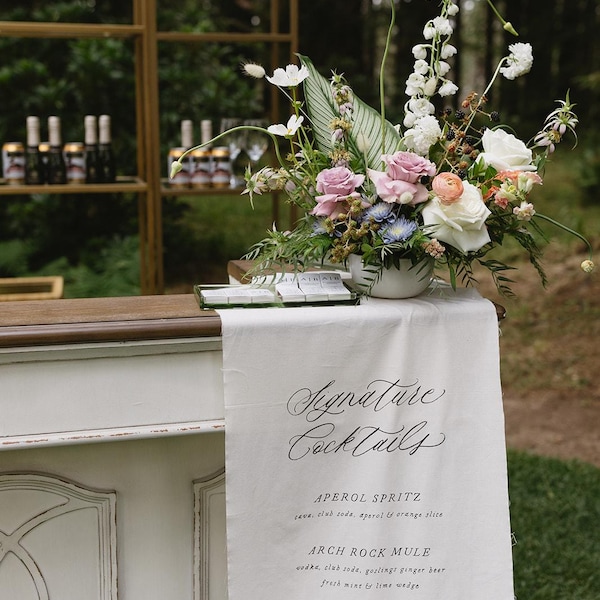 Hand Lettered Fabric Wedding Signage Fabric Wedding Bar Sign ...