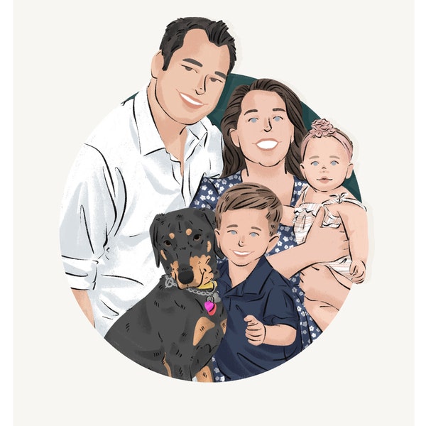 Custom Family Portrait Illustration (digital Portrait) - Etsy