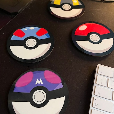 Pokeball Coaster Set Pokemon Gift Geeky Coasters Pokemon - Etsy