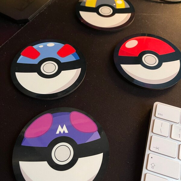 Pokeball Coaster Set Pokemon Gift Geeky Coasters Pokemon Go Pikachu ...