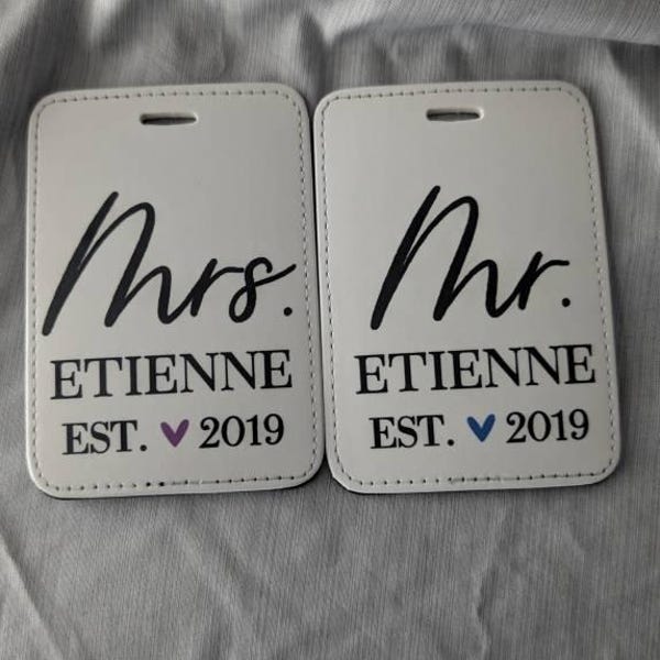 Custom Luggage Tags - Wedding Bag Tags for Newlyweds - Mr and Mrs ...