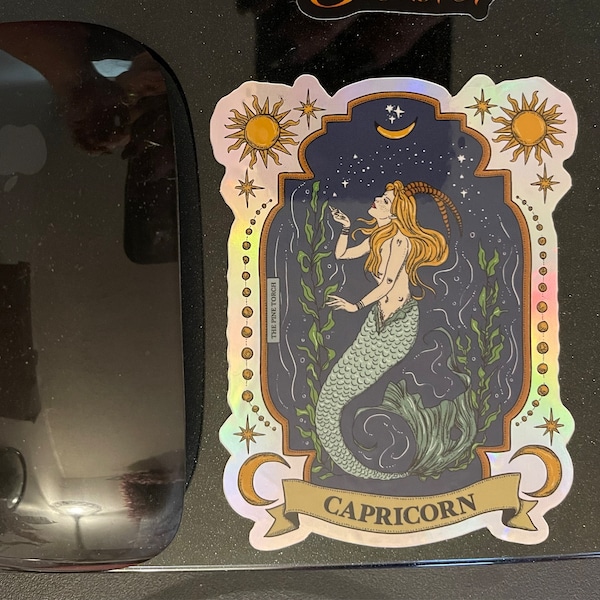 Capricorn Zodiac Holographic Sticker, Capricorn Zodiac Sticker ...