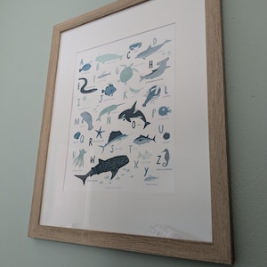 Kids Alphabet Art Print Ocean Animals, Blue Kids Room Art, Animal ABC ...