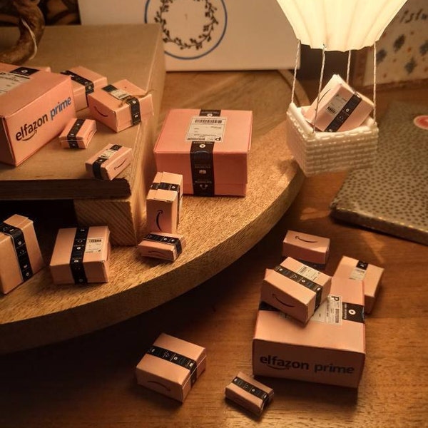 Printable Mini Elfazon Package Template With Tape and Label, Miniature ...