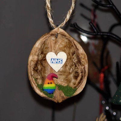 Nativity in A Nutshell, Set of Three Handmade Walnut Shell Decorations ...