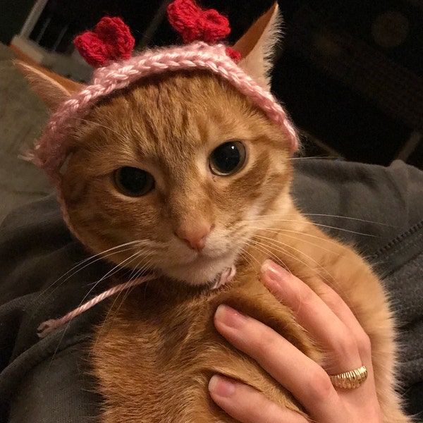 Crochet Pattern: Valentines Day Heart Headband for Cats With Ear Holes ...