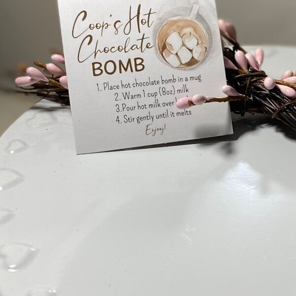 Editable Hot Chocolate Bomb Tag or Sticker, Valentines Day, Holiday Hot ...