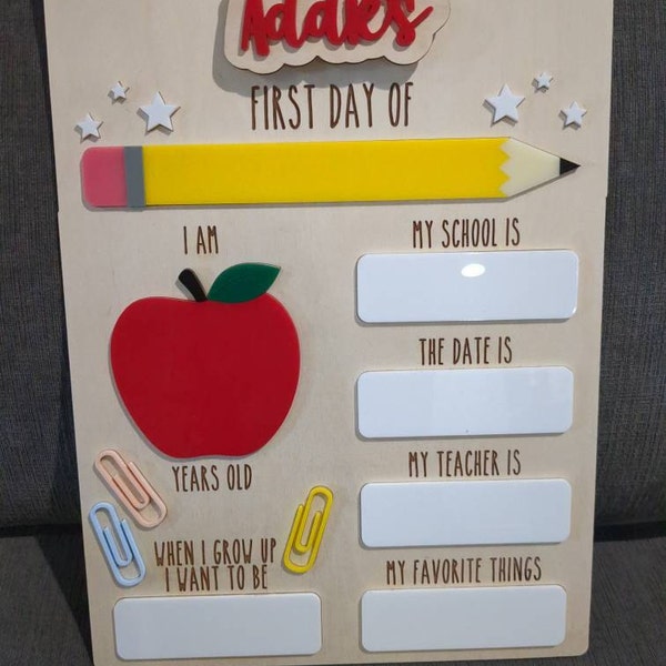 Personalized Back to School Sign | First Day of School Sign | Reusable ...