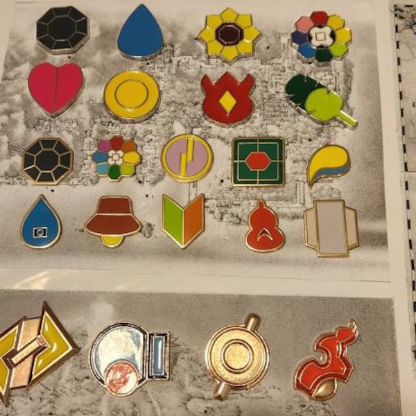 Complete Gary Oak Kanto Rival Pokemon Gym Badge Set of 10 Anime ...