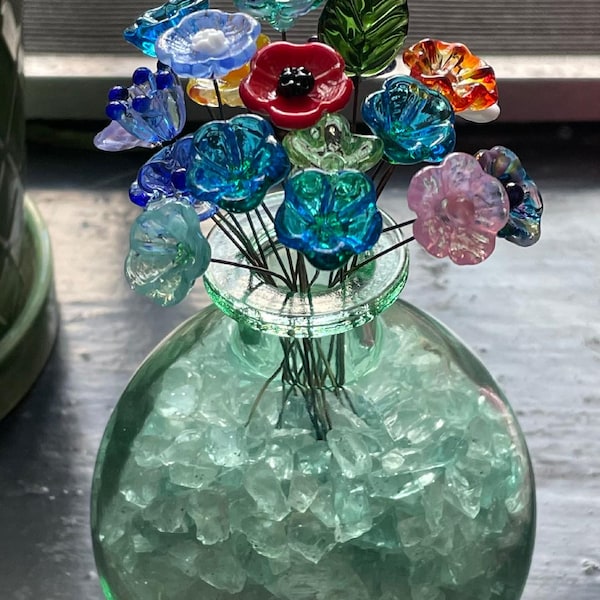 Deluxe Bestsellers Bouquet Mini Glass Flower/leaf Bouquet With 17 ...