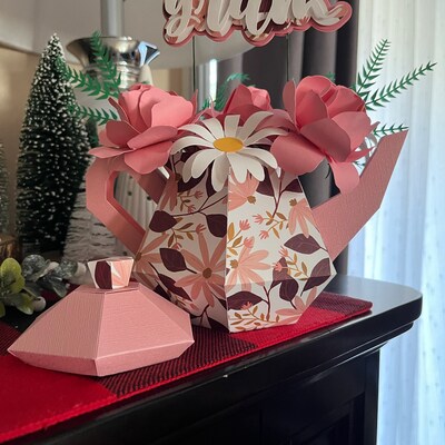 3D Paper Teapot & Paper Flower Bouquet SVG Cut Files for Mother's Day ...