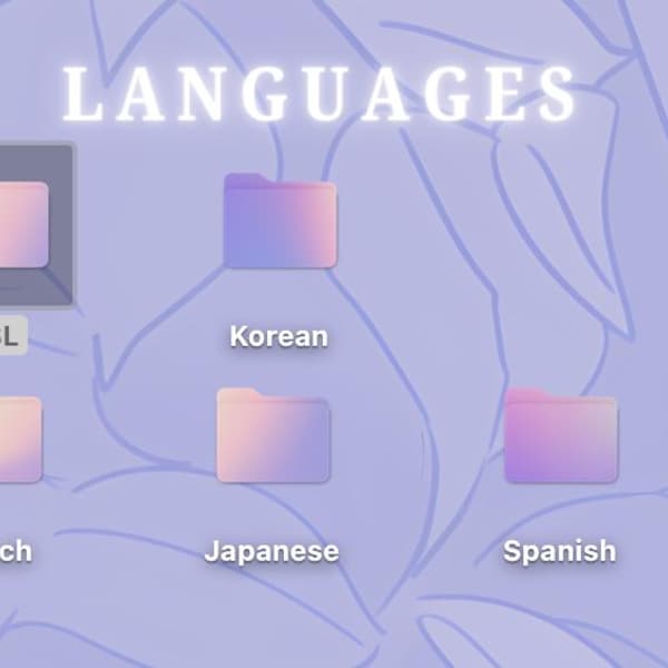 Cozy Hand Drawn Folder Icons, Boho Plants and Leaves, Desktop Folder ...