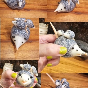 Unique Blue Opossum Flower, Cute Family Animal Ornaments, Miniature Mom ...