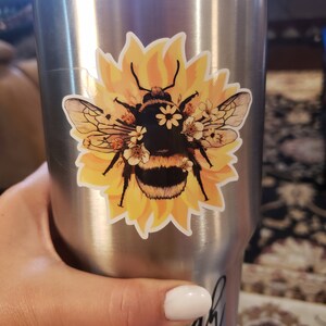 Bumblebee and Flowers Sticker Bee Vinyl Die Cut Decal - Etsy