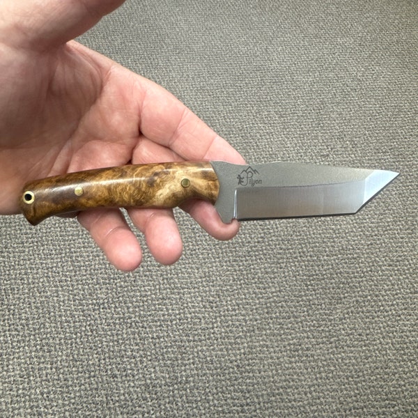Custom EDC Tanto Knife With Horizontal Carry Belt Sheath, Stainless ...