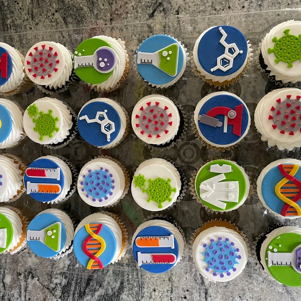 Science Themed Edible Custom Fondant Cupcake Toppers - Chemistry ...