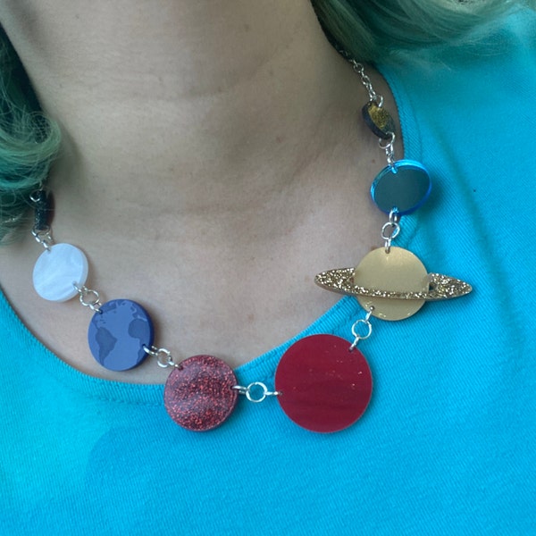 Solar System Necklace - Laser Cut Acrylic - UK Seller - Etsy
