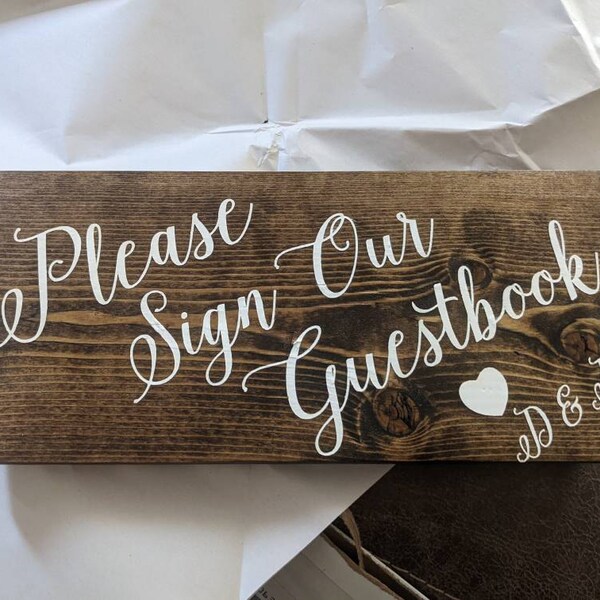 Please Sign Our Guest Book Sign, Personalized Rustic Wedding Sign ...