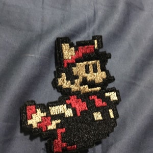8 Bit Mario or Luigi Racoon Tail Shiny Metallic Embroidery Iron on ...