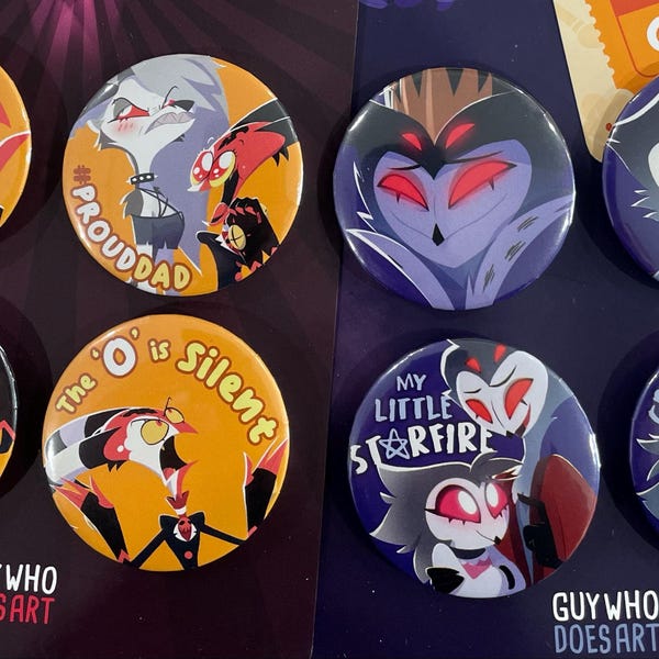 Niffty 4x Badge Set - Hazbin Hotel Character Collection | 44mm Fan Art ...