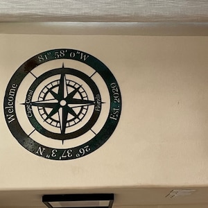 Personalized Compass Metal Sign Custom Coordinates Sign Nautical Decor ...