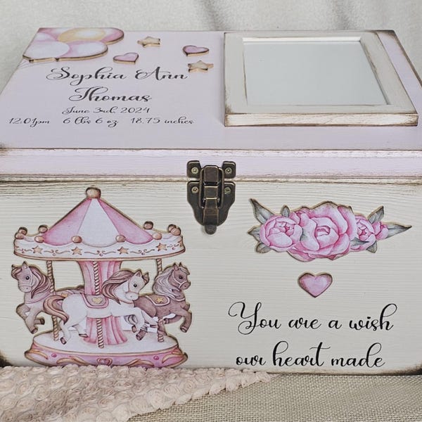 Personalized Baby Memory Box, Natural Wood Baby Keepsake Box, Gift for ...