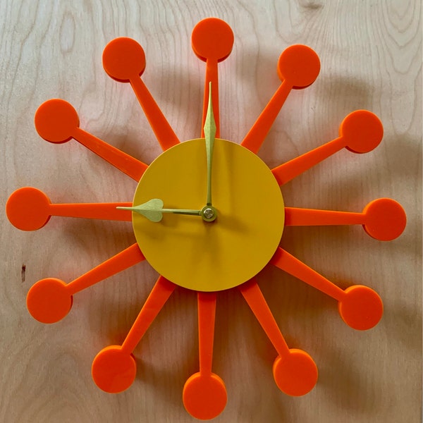 Laser Cut 1950's 60's Style Atomic-era Psychedelic Sunburst Wall Clock ...