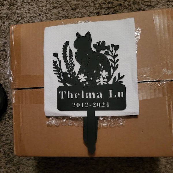 Personalized Cat Memorial Stake,cat Metal Grave Marker With Flowers ...