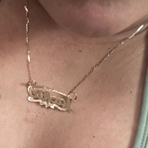 Solid Gold, Heart Name Necklace, Nameplate, Diamond Cut, 14K Solid Gold ...