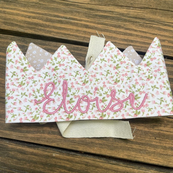 Personalized Name Birthday Crown, Girl's Birthday, Floral Pink Birthday ...