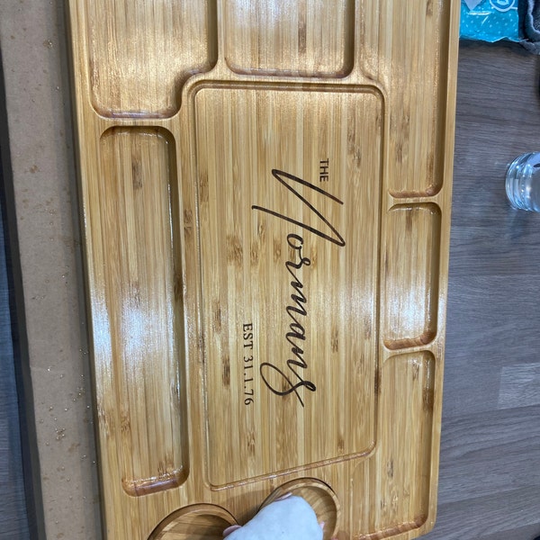 Personalised Bamboo Cheese Board With Condiment Bowls, Engraved ...