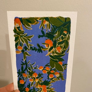 Under the Orange Tree, Mini Art Print, Fruit Painting, 4x6 Botanical ...