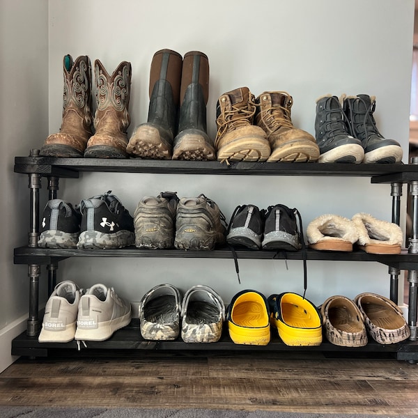 8" Depth Industrial Shoe Rack, Shoe Storage, Shoe Rack, Entryway Shoe ...