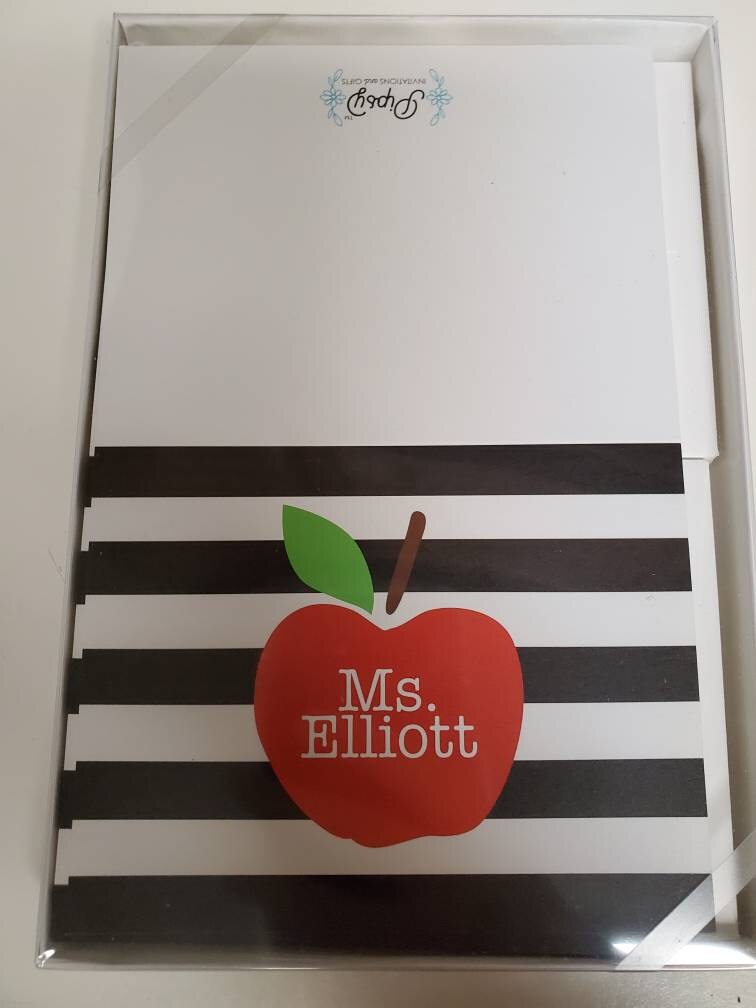 Teacher Thank You Notes Teacher Gift Apple Folded | Etsy