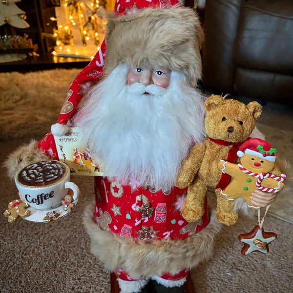 Santa Claus, Christmas, Handmade Santas, Black and White Santa, Santa ...