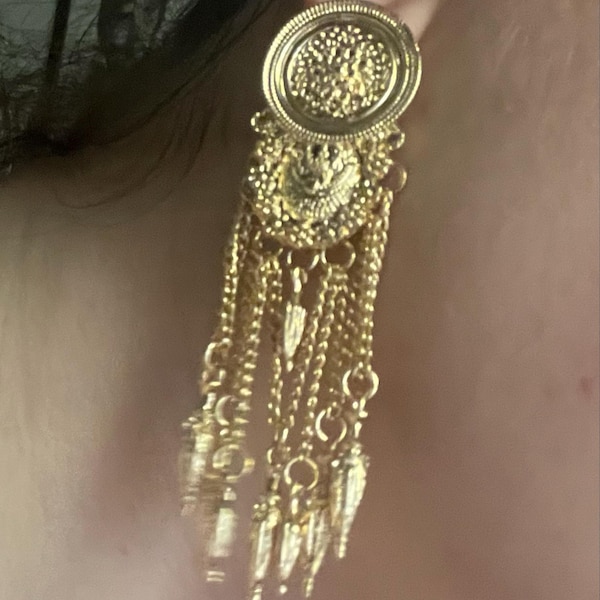 Ancient Roman Gold Earrings With Rainbow Moonstone, Greek / Hellenistic ...