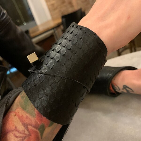 Bronze Python Cuff Bracelet, Boho Leather Bracelet for Woman, Unique ...