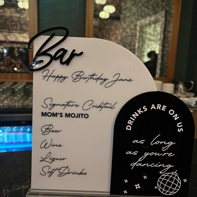 Double Arch Bar Menu 3D Bar Writing Wedding Decor - Etsy Australia