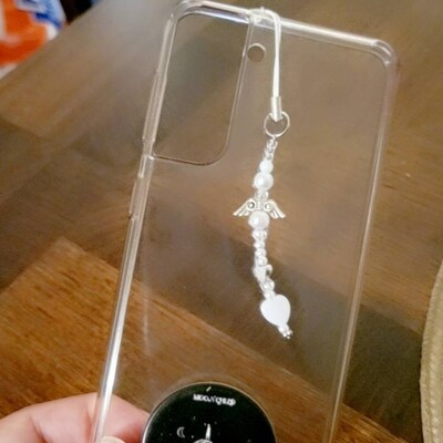 Pretty Pearl Angel Wing Heart Phone Charm / Strap - Etsy UK