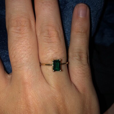 Emerald Ring 14k Gold, Emerald Cut Emerald Engagement Ring Handmade ...