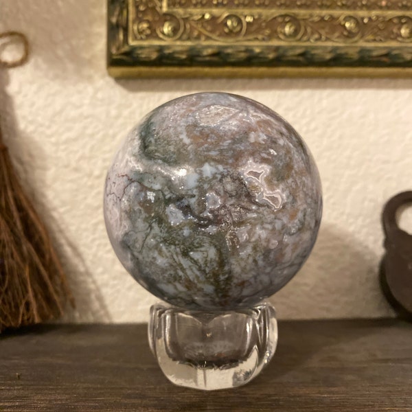 Ocean Jasper Crystal Sphere With Unique Striking Red Druzy Inclusion ...