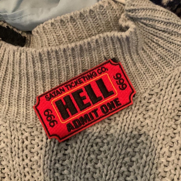 Ticket to Hell Admit One Iron on Embroidered Patches for Denim Jackets ...