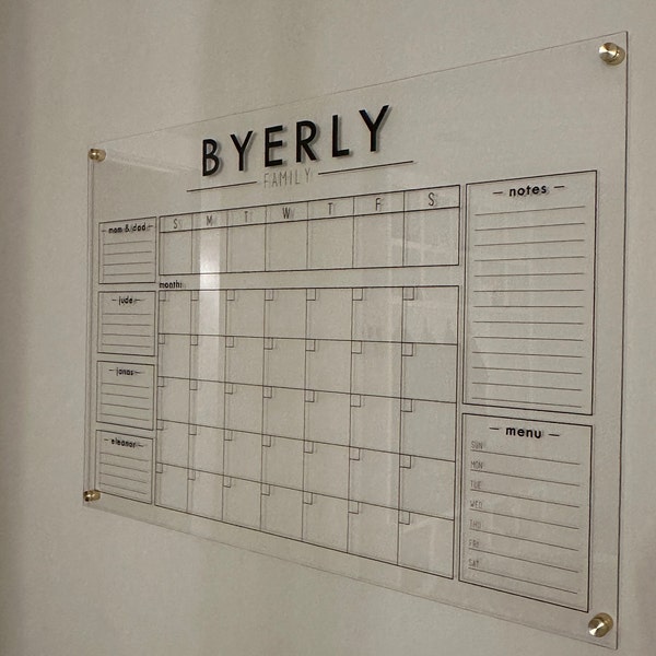 Personalized Acrylic Command Center, Dry Erase Weekly + Monthly + to Do ...